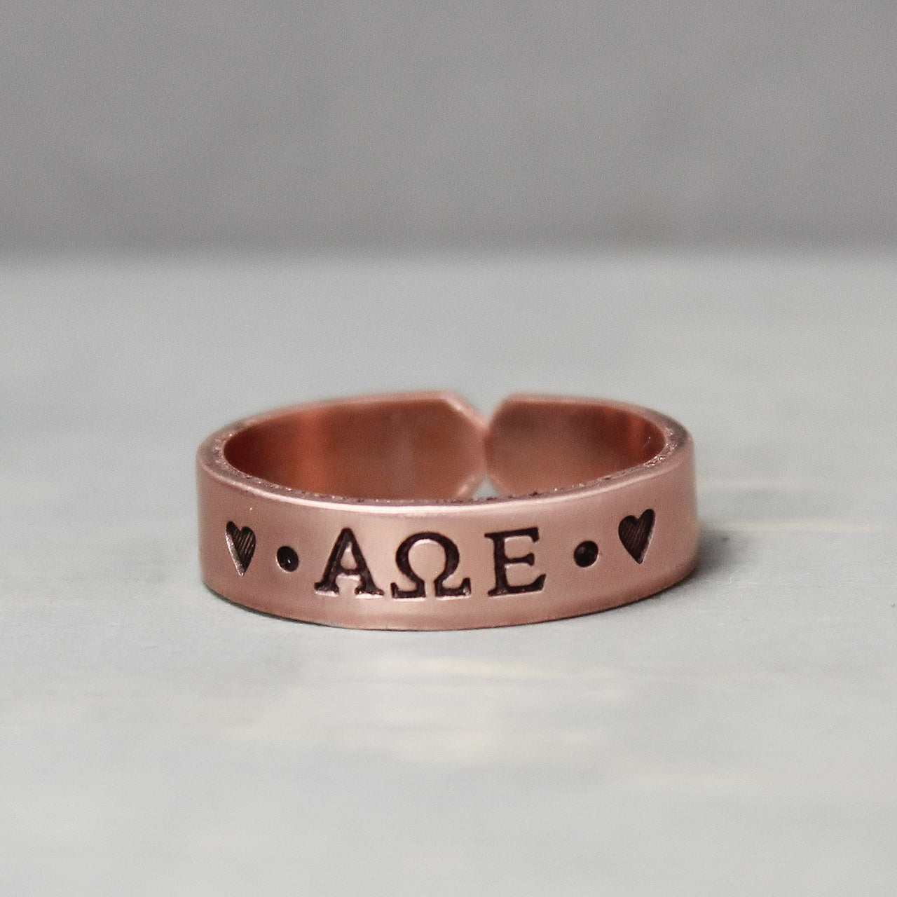 Alpha Omega Epsilon Copper Ring Rings 20.99 Pure Impressions Design