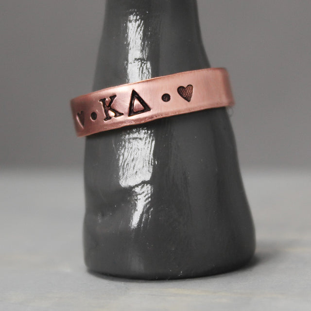 Kappa Delta Thin Copper Ring Custom Sorority Jewelry