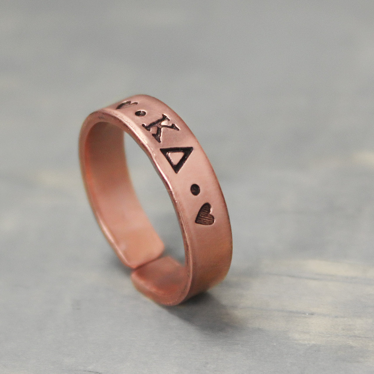 Kappa Delta Thin Copper Ring Custom Sorority Jewelry