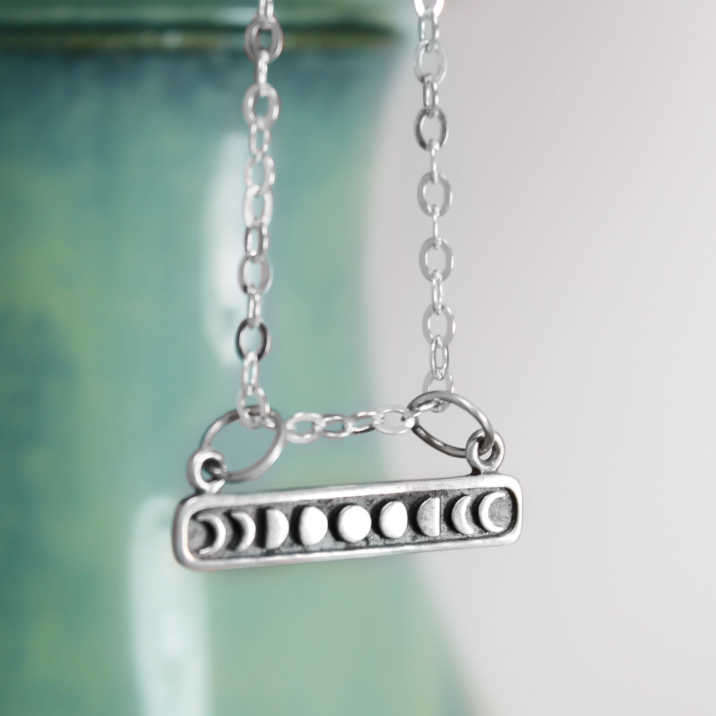 Silver Moon Phase Necklace Handmade Metaphysical Jewelry